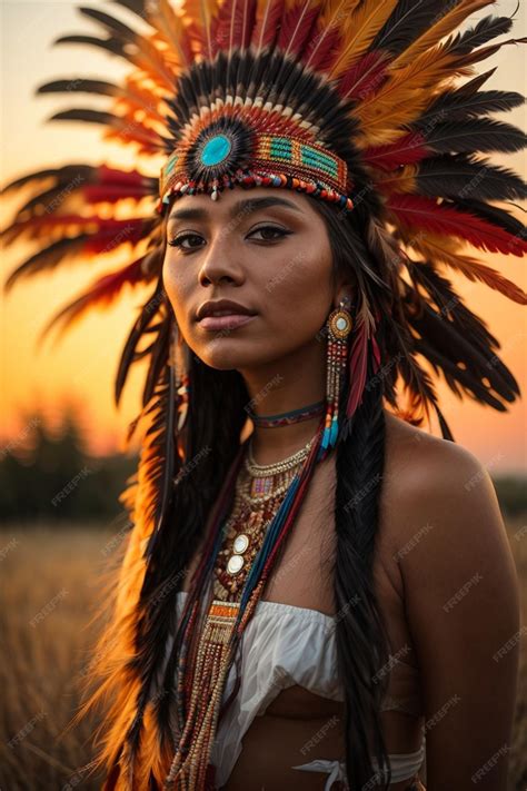 Premium Ai Image Beautiful Sexy Native American Woman In Traditional