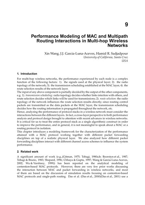 pdf performance modeling of mac and multipath routing interactions in