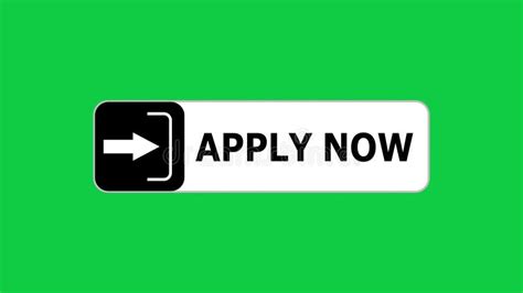 Green Screen Animation Of Apply Now Push Button With Pointer Simple