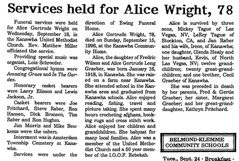 Alice Gertrude Graeber Wright 1918 1996 Find A Grave Memorial