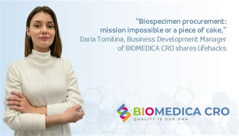Human Biospecimen Procurement In Cooperation With Biomedica Cro