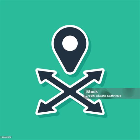 Blue Map Pin Icon Isolated On Green Background Navigation Pointer Location Map Gps Direction