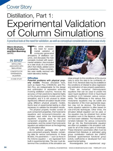 Distillation Part 1 Experimental Validation Of Column Simulations Pdf Pdf Distillation