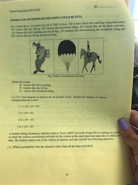 solved exam final stat 4301 5390 question 3 10 outdoor