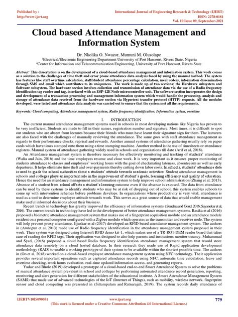 Cloud Based Attendance Management And Information System Ijertv10is090051 Download Free Pdf