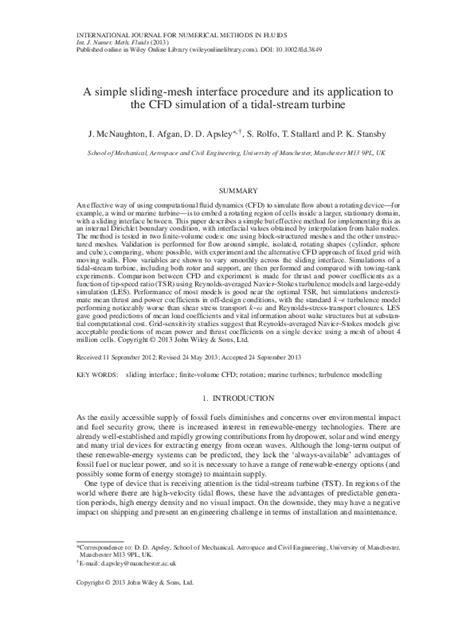 pdf a simple sliding mesh interface procedure and its application to