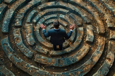 Successful Businessman Navigating Labyrinth For Success Premium Ai Generated Image