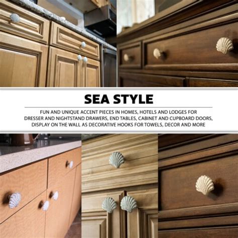 Set Of 6 Gold Cast Iron Scallop Sea Shell Drawer Pulls Nautical Cabinet Knobs Gold 2 Inch