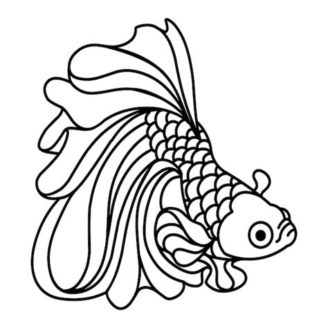 Betta 물고기 마스코트 로고 라인 아트 프리미엄 벡터