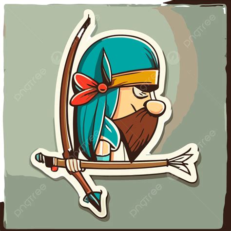 양궁 스틱 클립 아트와 지중해 전사의 만화 그림 벡터 고립 된 만화 양궁 활 스티커 디자인 상표 Png 일러스트 및 벡터 에 대한 무료 다운로드 Pngtree