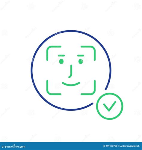 Face Recognition Biometric Identification Line Icon Facial Scanning
