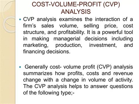 Cost Volume Profit Cvp Analysis Pptx