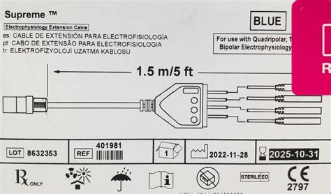 new abbott 401981 supreme electrophysiology extension cable disposables
