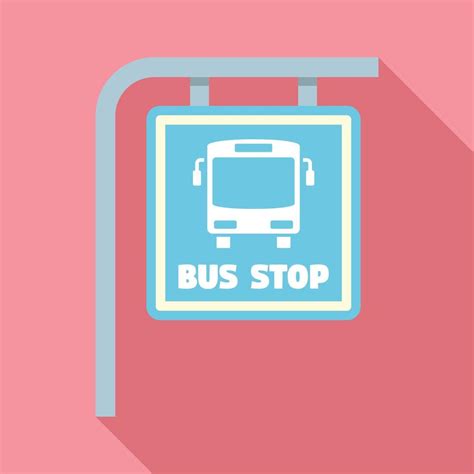 Bus Stop Sign Icon Flat Style 14491495 Vector Art At Vecteezy