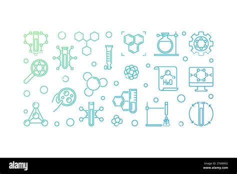 Vector Theoretical Chemistry Concept Colored Outline Illustration On White Background Stock