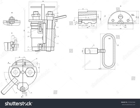 Expanded Drawing Engineering Elements Lines Angle Stock Vector Royalty