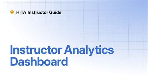 Instructor Analytics Dashboard Hita Instructor Guide