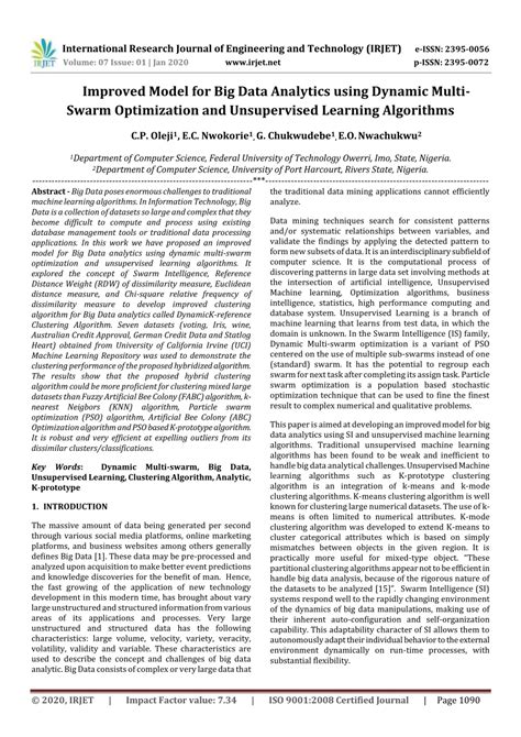 Pdf Improved Model For Big Data Analytics Using Dynamic Multi Swarm