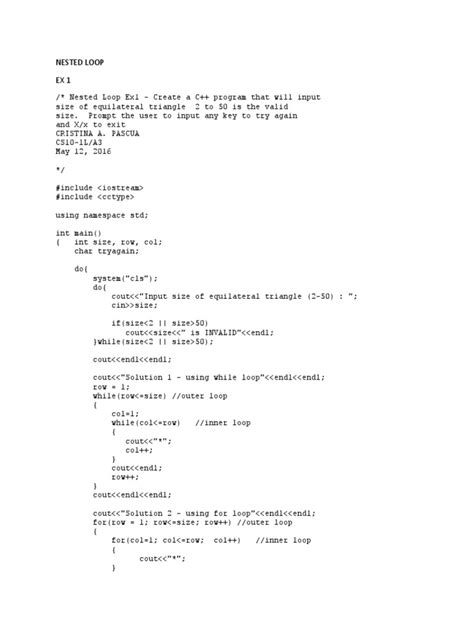 Nested Loop Pdf Computer Programming Control Flow
