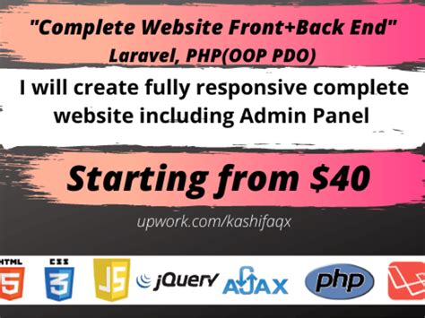 a full custom laravel website with front and back end upwork