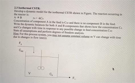 Solved 2 3 Isothermal Cstr Develop A Dynamic Model For The