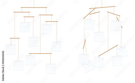 mobile sculptures with blank notes balanced and unbalanced