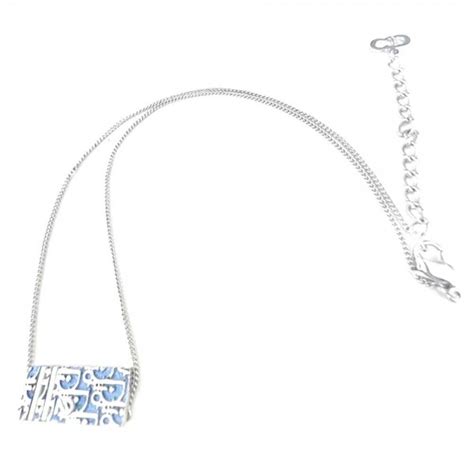﻿christian Dior 디올 오브리크 블루 팬던트 실버 목걸이 럭셔리한