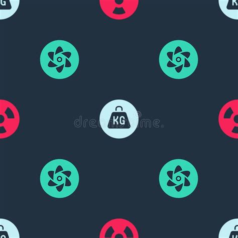 Set Radioactive Weight And Test Tube And Flask On Seamless Pattern Vector Stock Vector