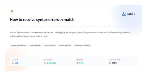 How To Resolve Syntax Errors In Match Labex