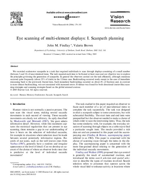 Pdf Eye Scanning Of Multi Element Displays I Scanpath Planning
