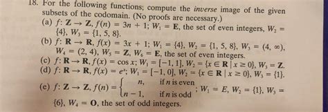 Solved 18 For The Following Functions Compute The Inverse Chegg Com