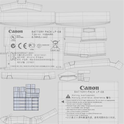 Batería Canon Lp E8 Modelo 3d 24 3ds Blend Fbx Obj Free3d