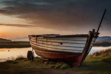 Premium Ai Image A Boat That Is Sitting In The Grass