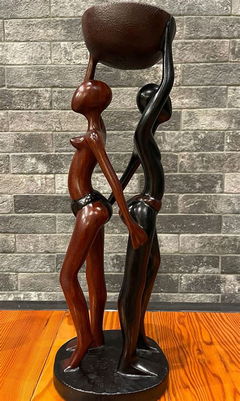 African Wood Statue Hand Carved Wood Sculpture Couple Etsy