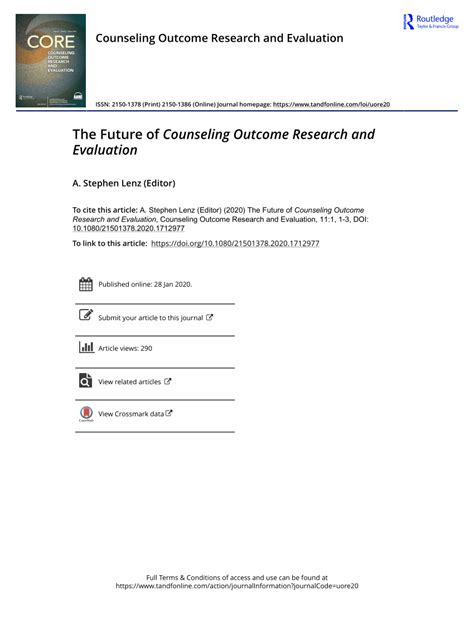 PDF The Future Of Counseling Outcome Research And Evaluation