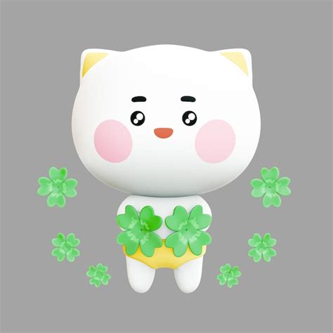 Premium Psd A Cute Little Hello Kitty With Clover On Its Nose