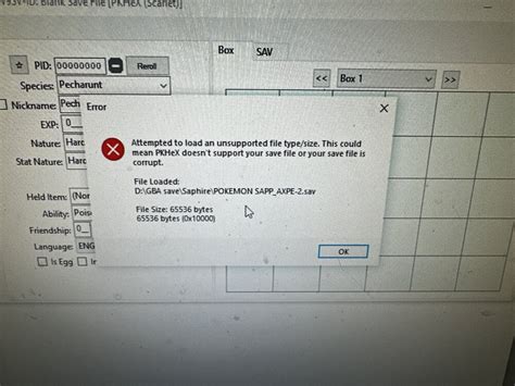 File Keeps Saying That Its Unsupported Or The Wrong Size How Can I Fix This Pkhex Project