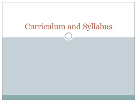 Curriculum And Syllabus Ppt