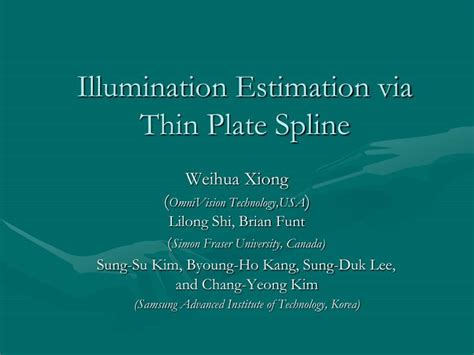 Ppt Illumination Estimation Via Thin Plate Spline Powerpoint Presentation Id 3287461