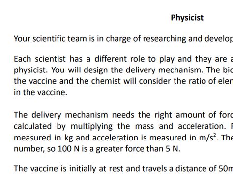 Science Career Themed Real Life Examples Mathematics Task Teaching