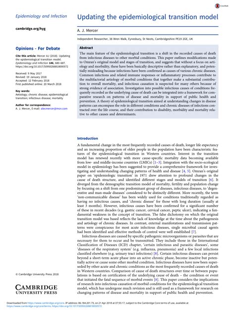 Pdf Updating The Epidemiological Transition Model