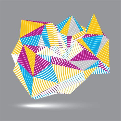 Premium Vector Asymmetric 3d Abstract Striped Vector Object Colorful Geometric Spatial Form