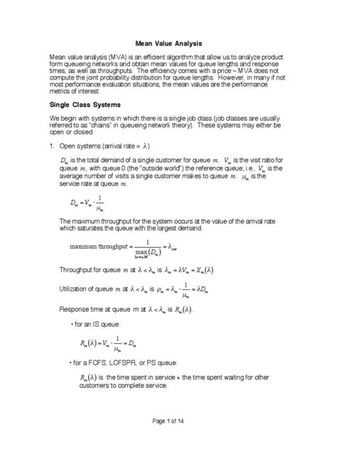 Mean Value Analysis D M V M With Queue 0 The Outside World The