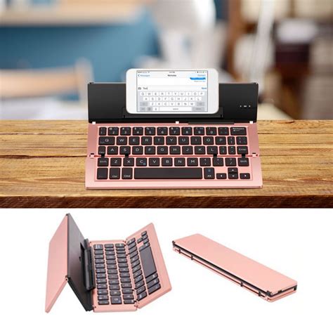 Nghnuifg Mini Portable Wireless Bluetooth Keyboard Aluminum Alloy Foldable Rechargeable Keyboard