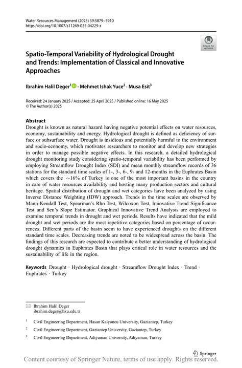 Pdf Spatio Temporal Variability Of Hydrological Drought And Trends Implementation Of