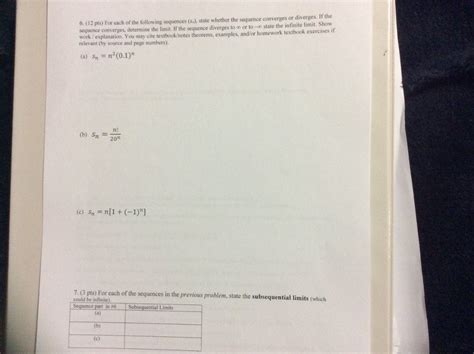 Solved For Each Of The Following Sequences S State Whether Chegg Com
