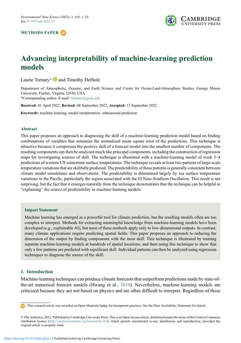 PDF Advancing Interpretability Of Machine Learning Prediction Models
