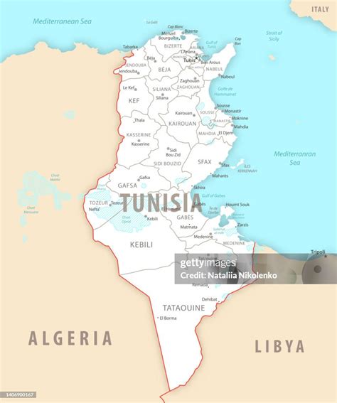 Tunisia Detailed Map With Regions And Cities Of The Country High Res