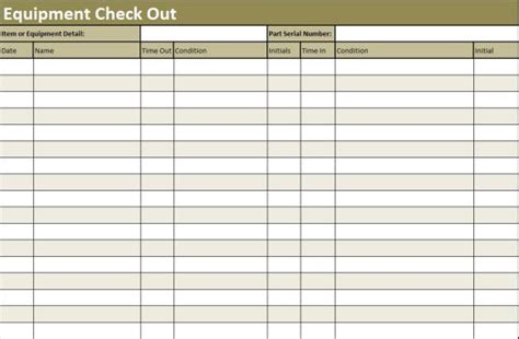 Material Sign Out Sheet Template