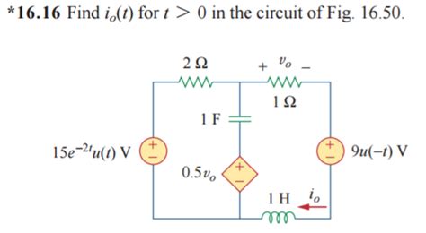 solved 16 16 find io t for t 0 in the circuit of fig 16 50